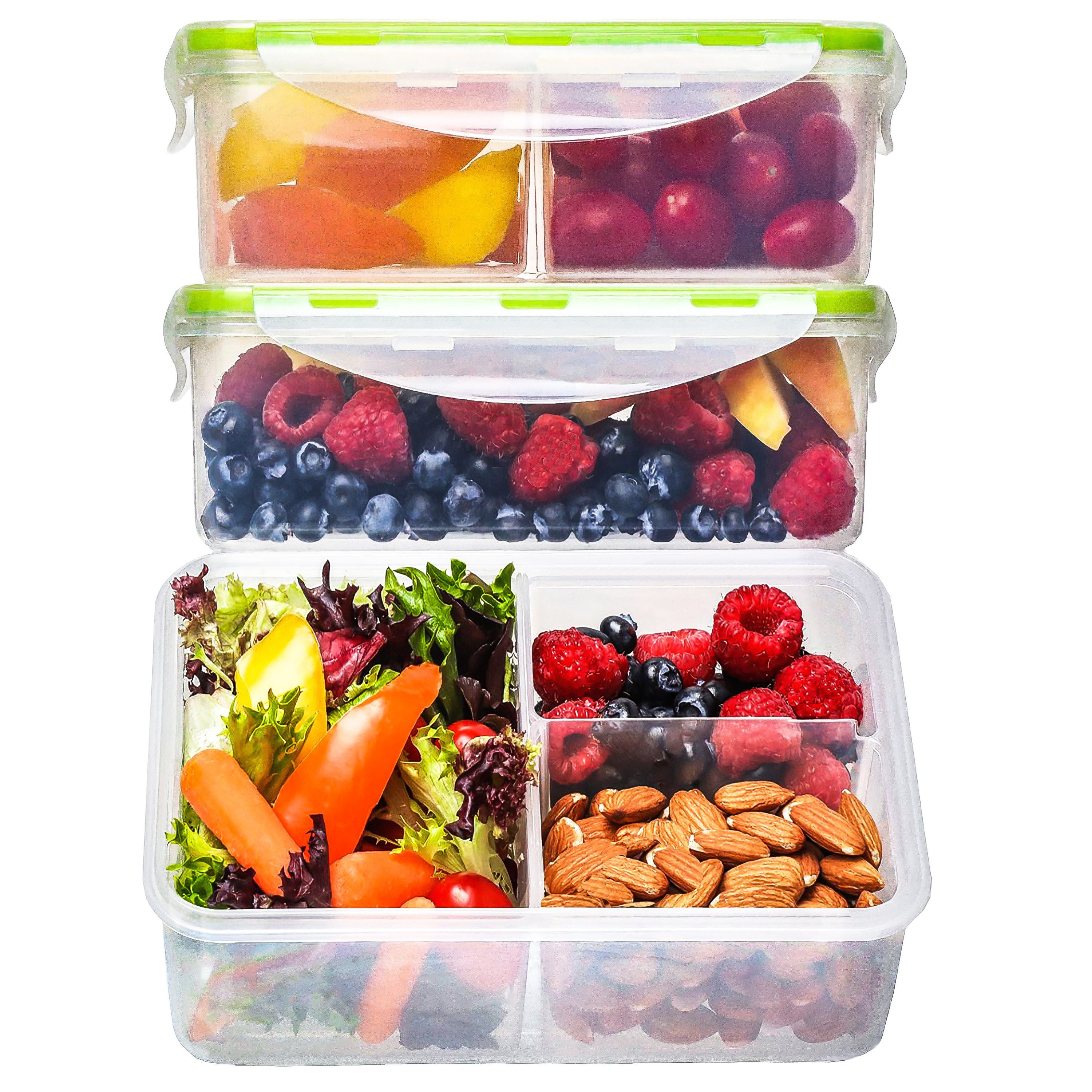 3 Compartment Glass Meal Prep Containers with Lids | BENTO BOXES | FOOD ...